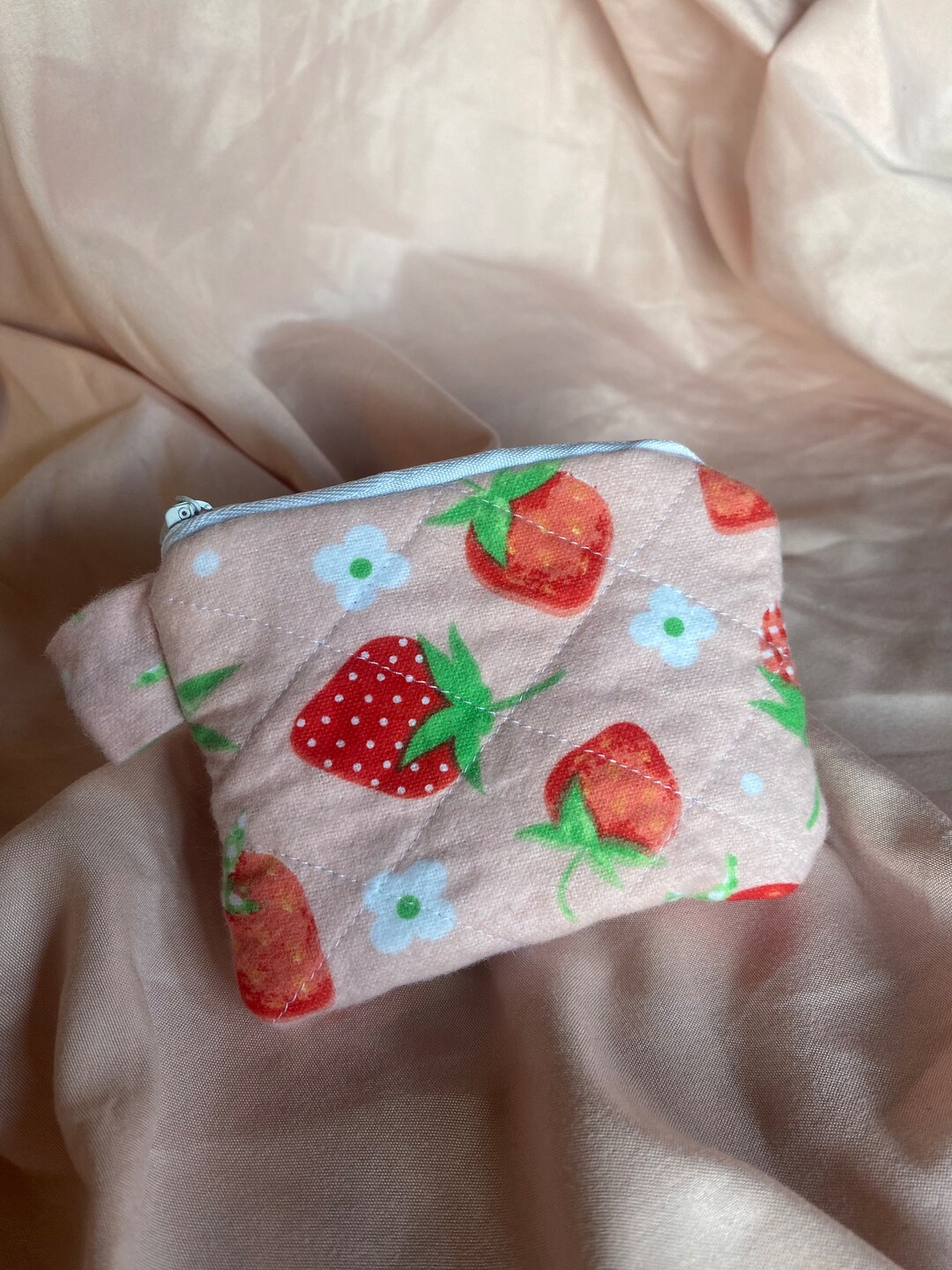 Handmade Strawberries With Fun Prints Keychain Wallet / Airpods Case ...