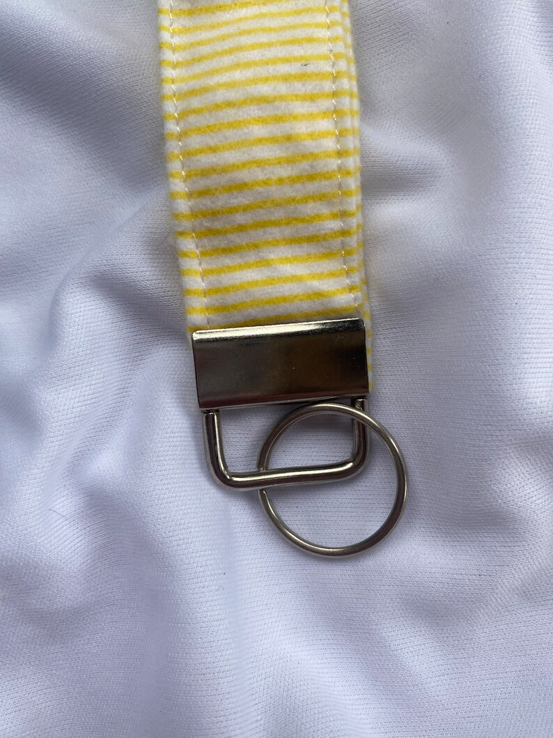 Handmade Yellow & White Striped Keychain / Key Fob / Wristlet Strap ...