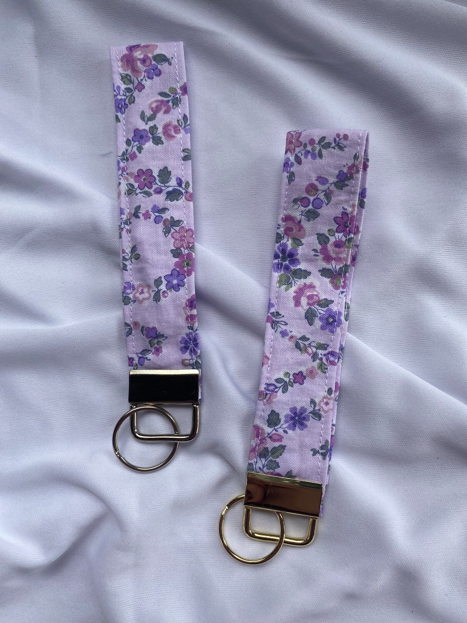 Handmade Coquette Purple Flowers Keychain / Key Fob / Wristlet Strap ...