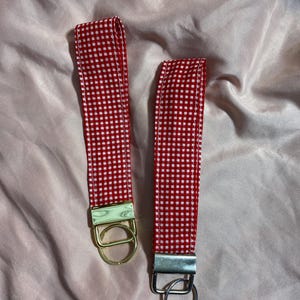 Handmade Tiny Red Gingham Keychain / Key Fob / Wristlet Strap / Wallet ...