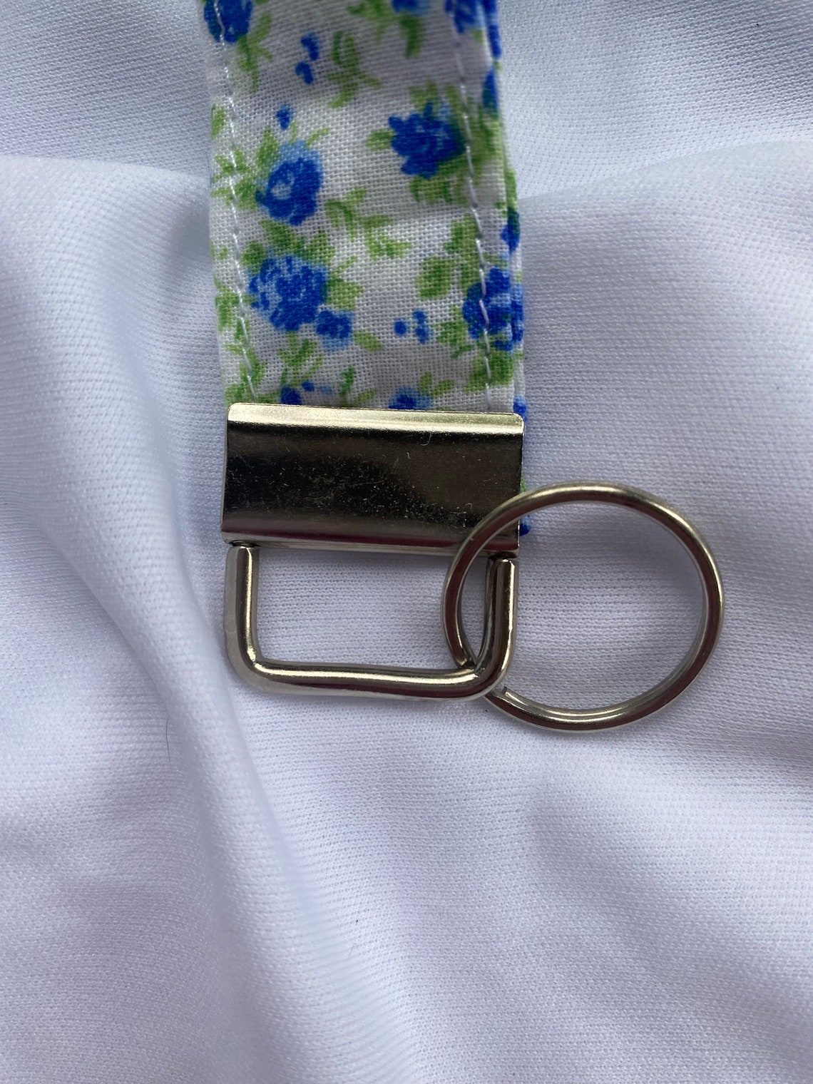 Handmade Coquette Blue Floral Keychain / Key Fob / Wristlet Strap ...