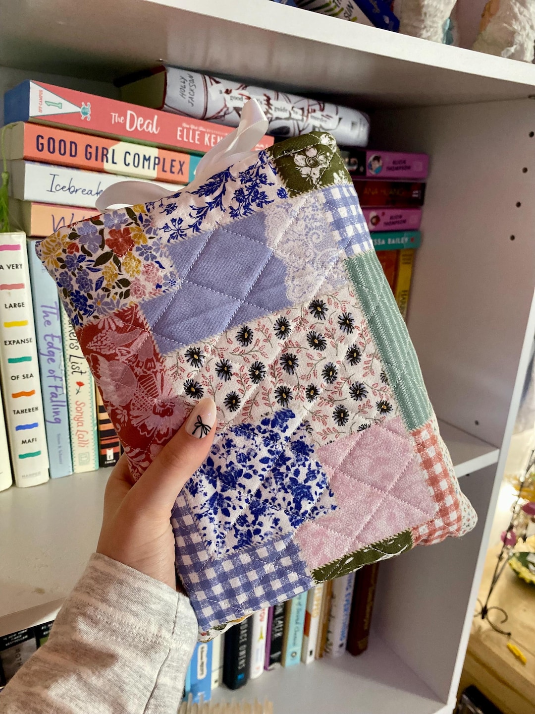 Handmade Boho Patchwork Quilted Book Sleeve / Book Pouch / Padded Book ...