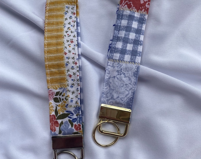 Handmade Boho Patchwork Keychain / Key Fob / Wristlet Strap / Wallet ...