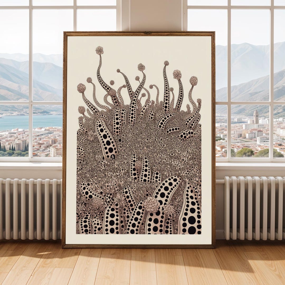 Yayoi Kusama – Dotted Cosmos Vessel Print With Beige/cream Background ...