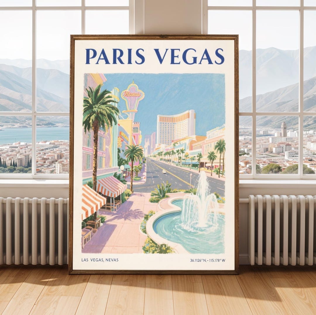 Las Vegas Strip Gouache Poster - Moderne Reise Kunstdruck - Etsy.de