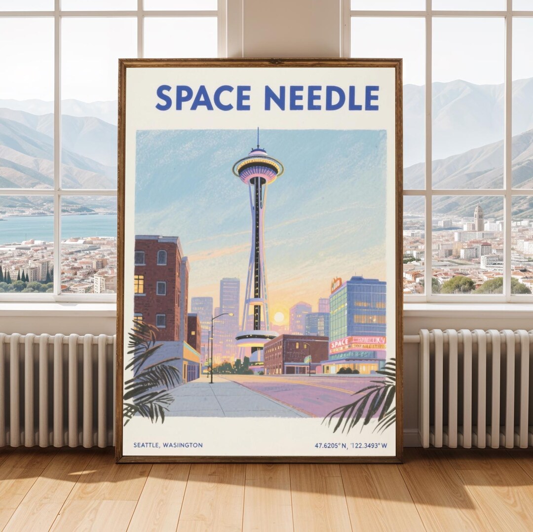 Seattle Space Needle Neon Art Print – City Skyline Poster - Etsy