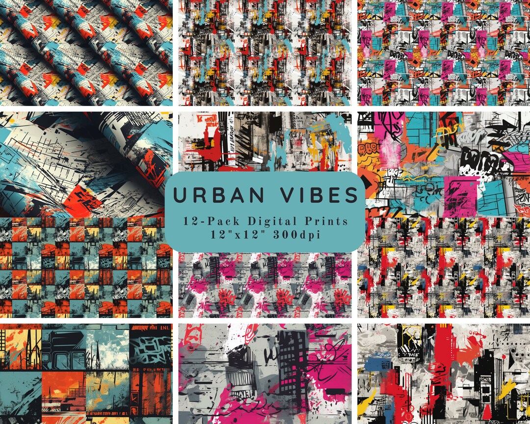 Urban Vibe 12 Pack Urban Graffiti Theme Scrapbook Paper Journal Paper ...