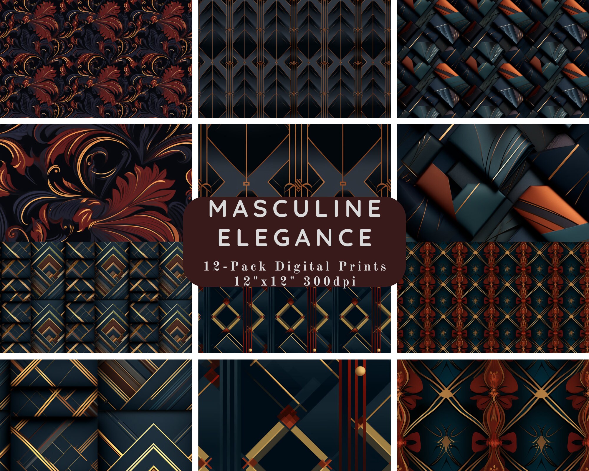 Masculine Elegance 12 Pack Masculine Theme Scrapbook Paper Journal ...