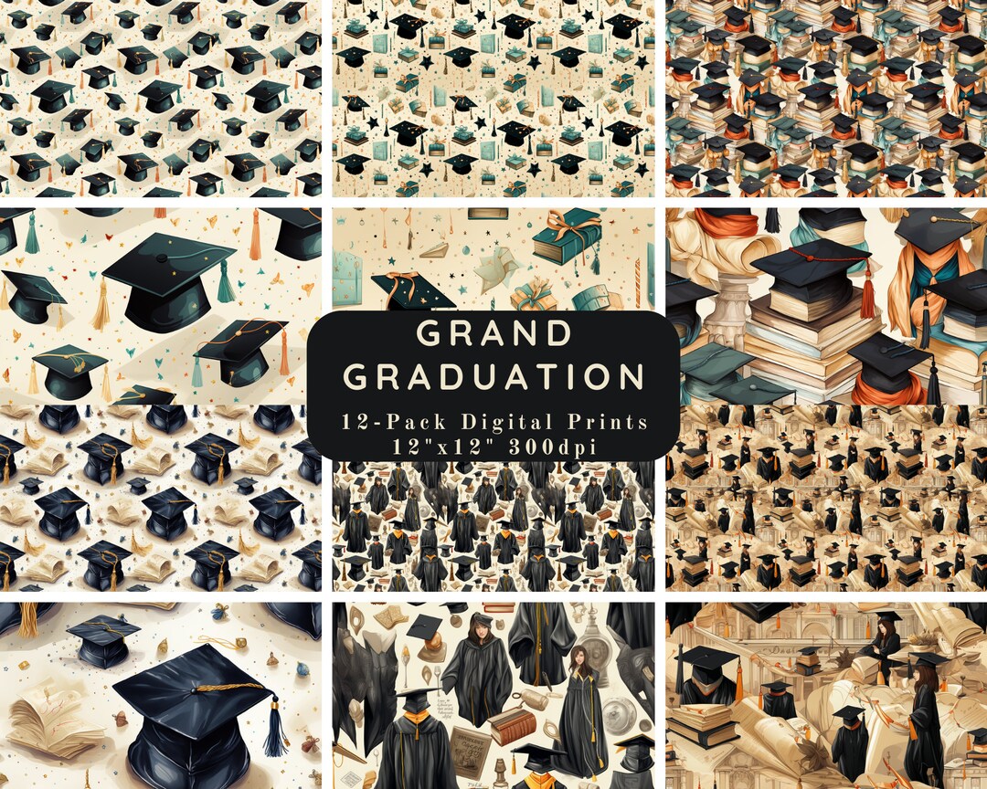 Grand Graduation 12 Pack Graduation Themed Scrapbook Paper-journal ...