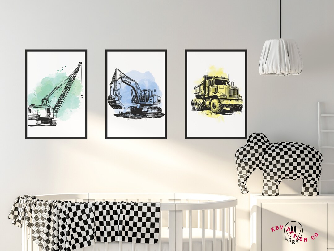 Watercolor Construction Truck Printable Poster Digital - Etsy