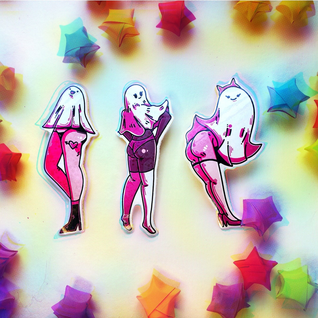Holographic Ghost Girlies Pin-up Sparkle Stickers Holo Glitter Water ...