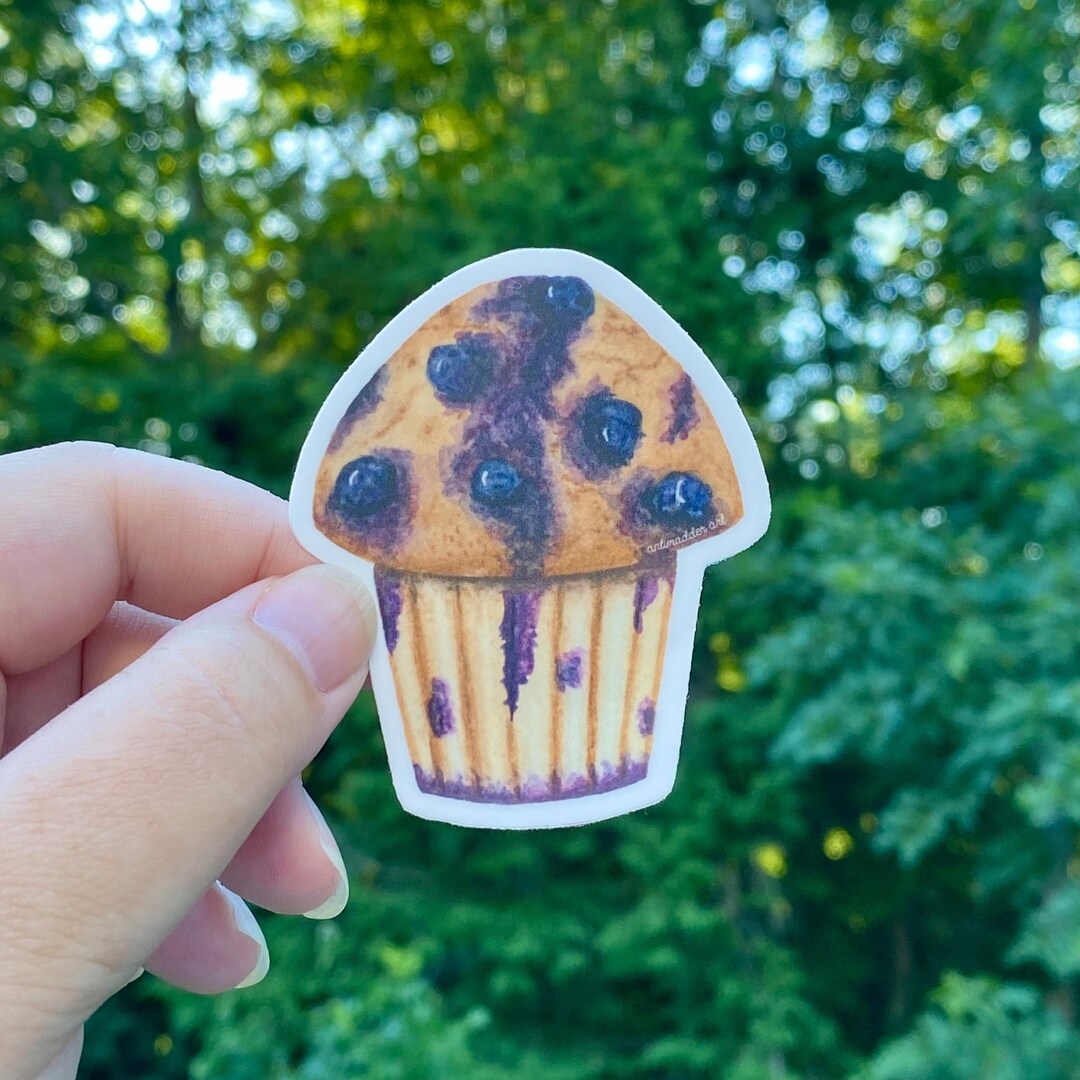 Watercolor Blueberry Muffin Sticker - Etsy