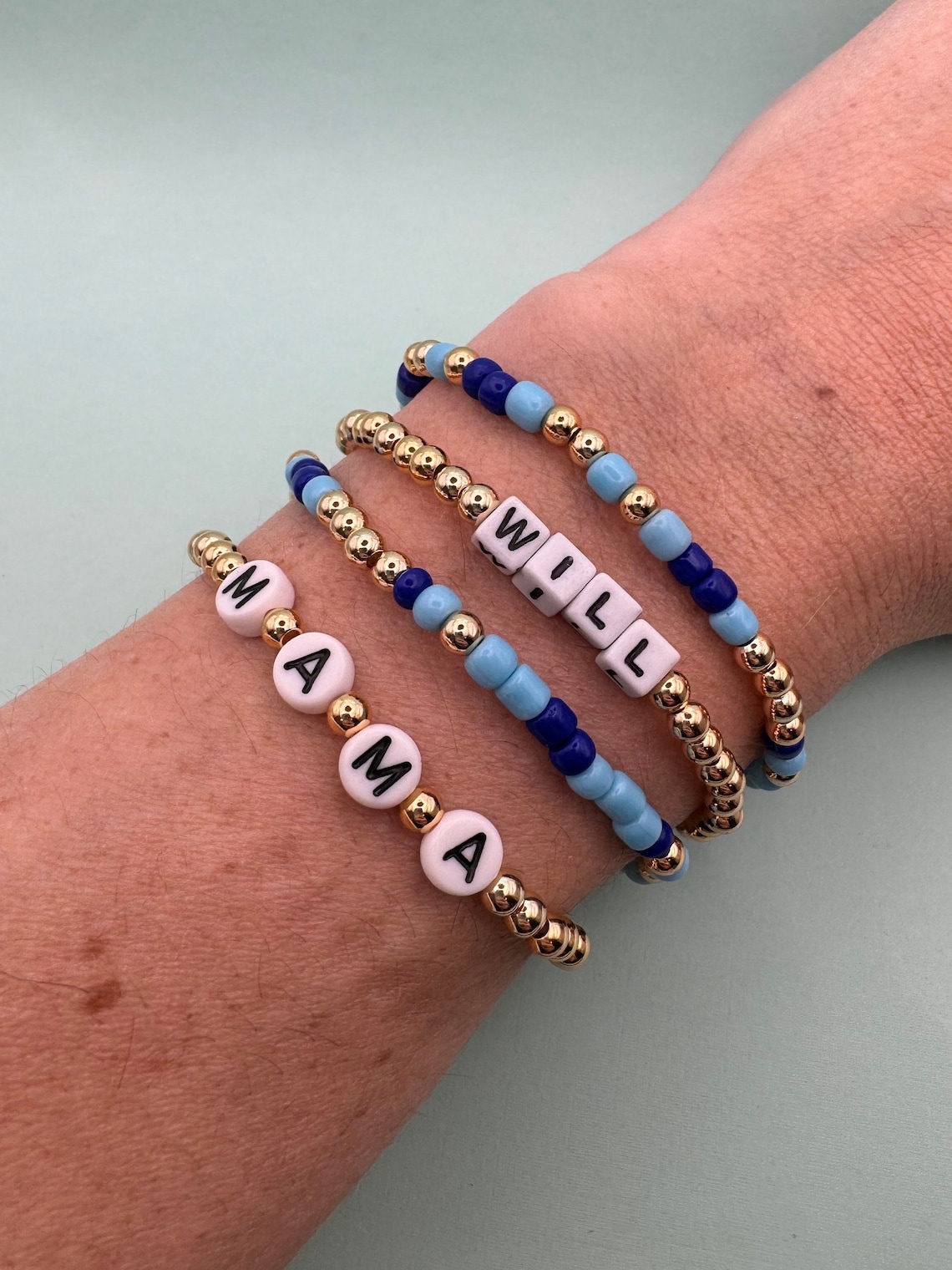 4mm Baby Boy Blue Bracelet With 14k Gold Plated Accent Beads - Etsy