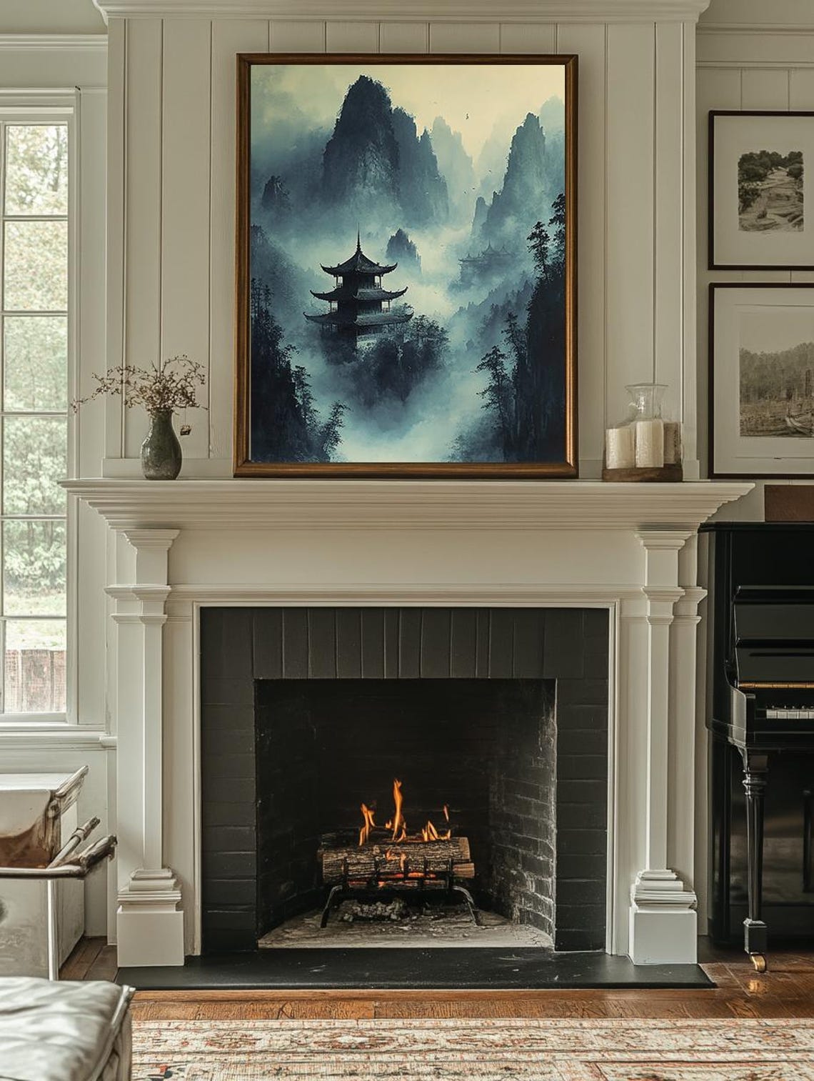 Landscapes Wall Poster - Mystical Temple in Misty Mountains – Printable ...