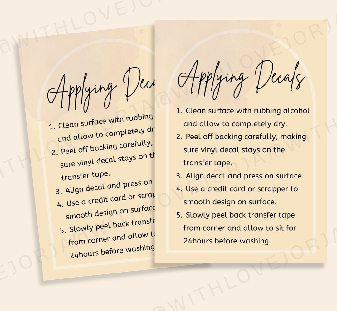 Vinyl Decal Application Instructions for Small Business PDF/JPG for ...