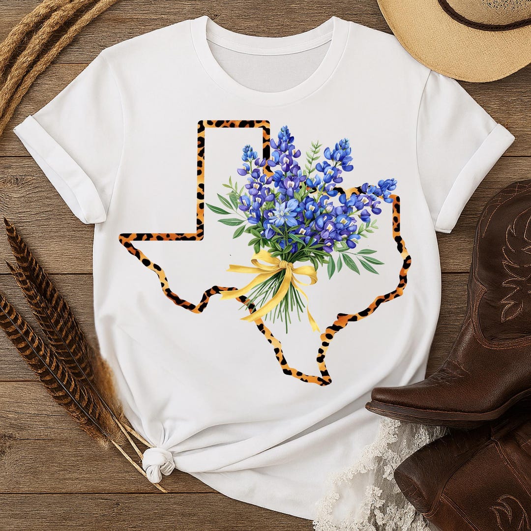 Leopard Print Texas Bluebonnet PNG Clipart (digital Download - Etsy