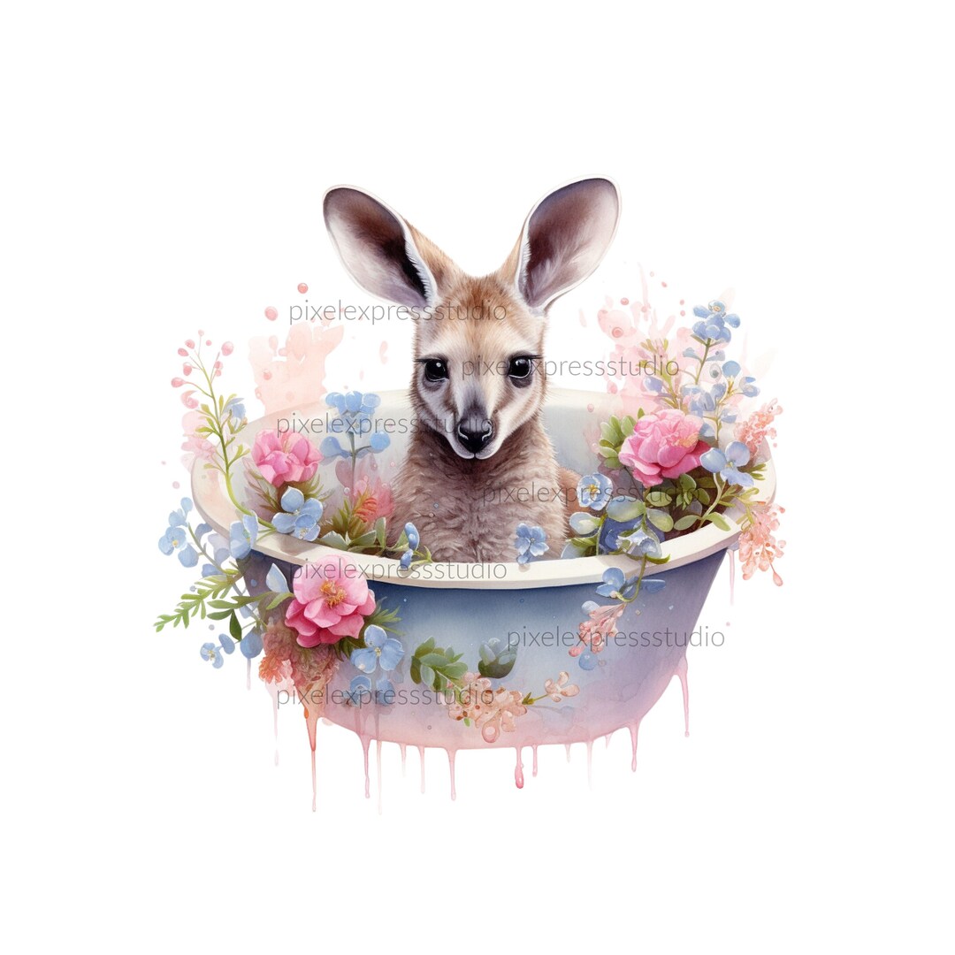 Kangaroo in a Bathtub PNG for Sublimation or Direct to Film T-shirt ...