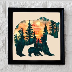 Majestic Black Bear in a Sunset PNG: Perfect for T-shirts, Mugs, and ...