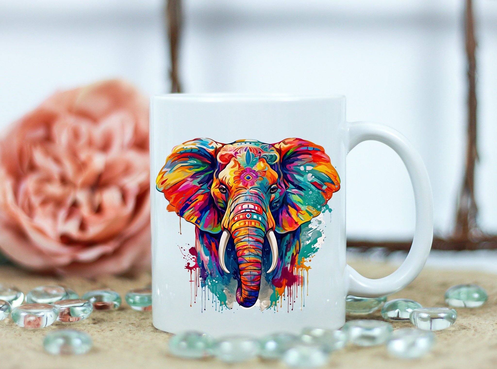 Colorful Elephant PNG, Colorful Jungle Animal T-shirt Transfer File ...