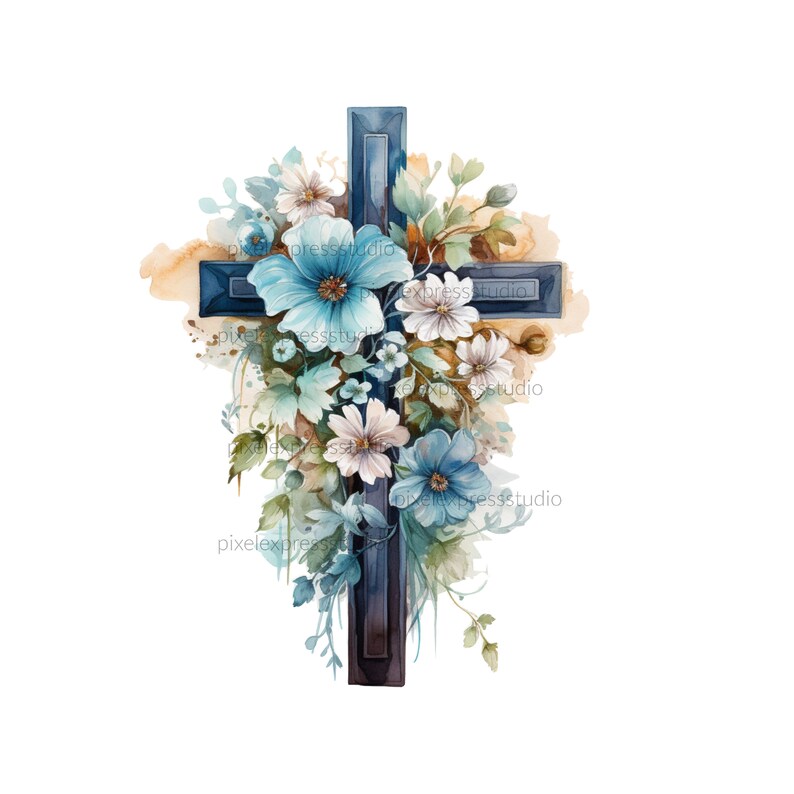 Teal Floral Cross PNG, Wooden Springtime Design (digital Download) - Etsy