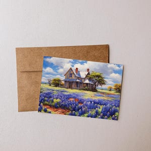 Rustic Country Farmhouse in Blue Bonnet Field Png - Perfect for Wall ...