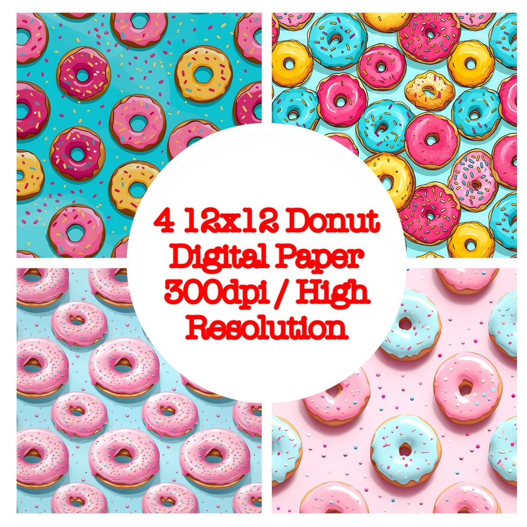 Colorful Donut Paper Download, Birthday Digital Paper, Printable ...
