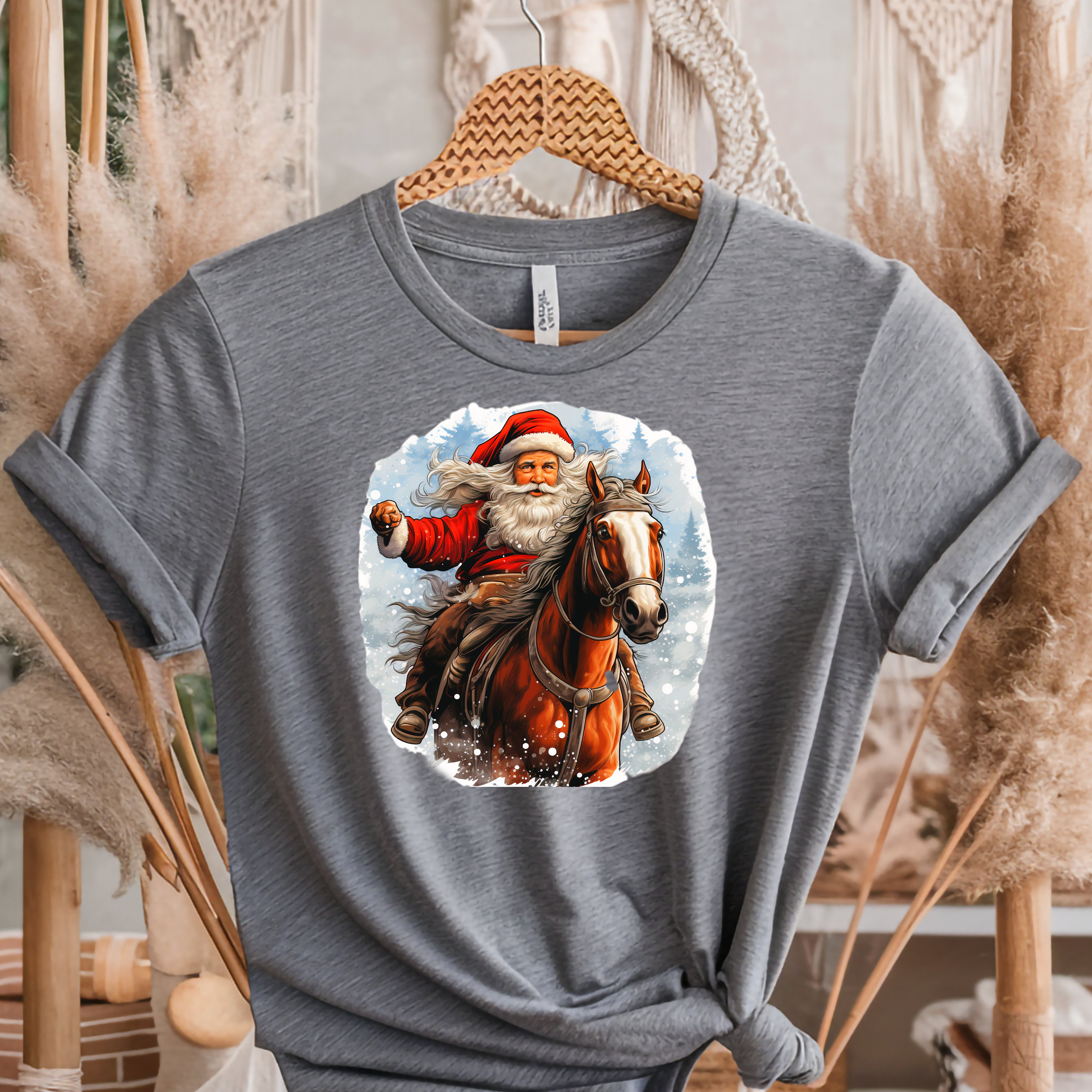 Santa Riding a Horse PNG Cowboy Santa Digital Art - Etsy