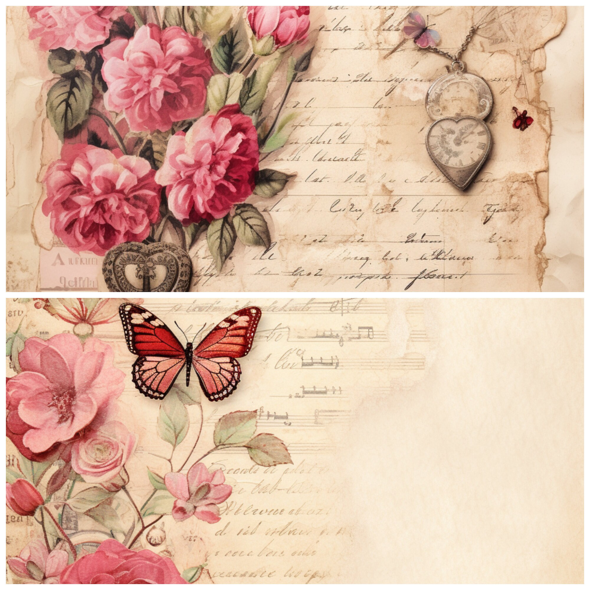 Vintage Valentine Paper Download, Digital Paper, Printable Scrapbook ...