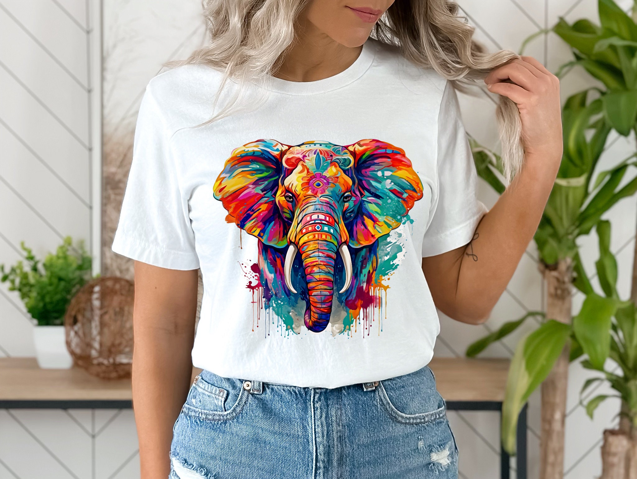 Colorful Elephant PNG, Colorful Jungle Animal T-shirt Transfer File ...