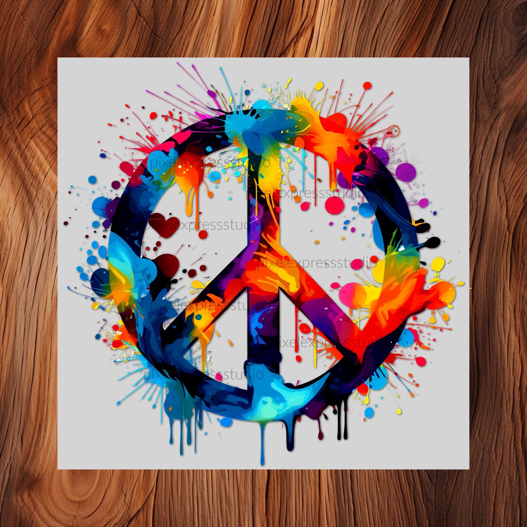 Peace Sign T-shirt Png, Colorful Peace Sign PNG, Digital Download, Dorm ...