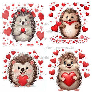 12 Hedgehogs With Hearts PNG, Valentine Clipart, Clipart Commercial Use ...