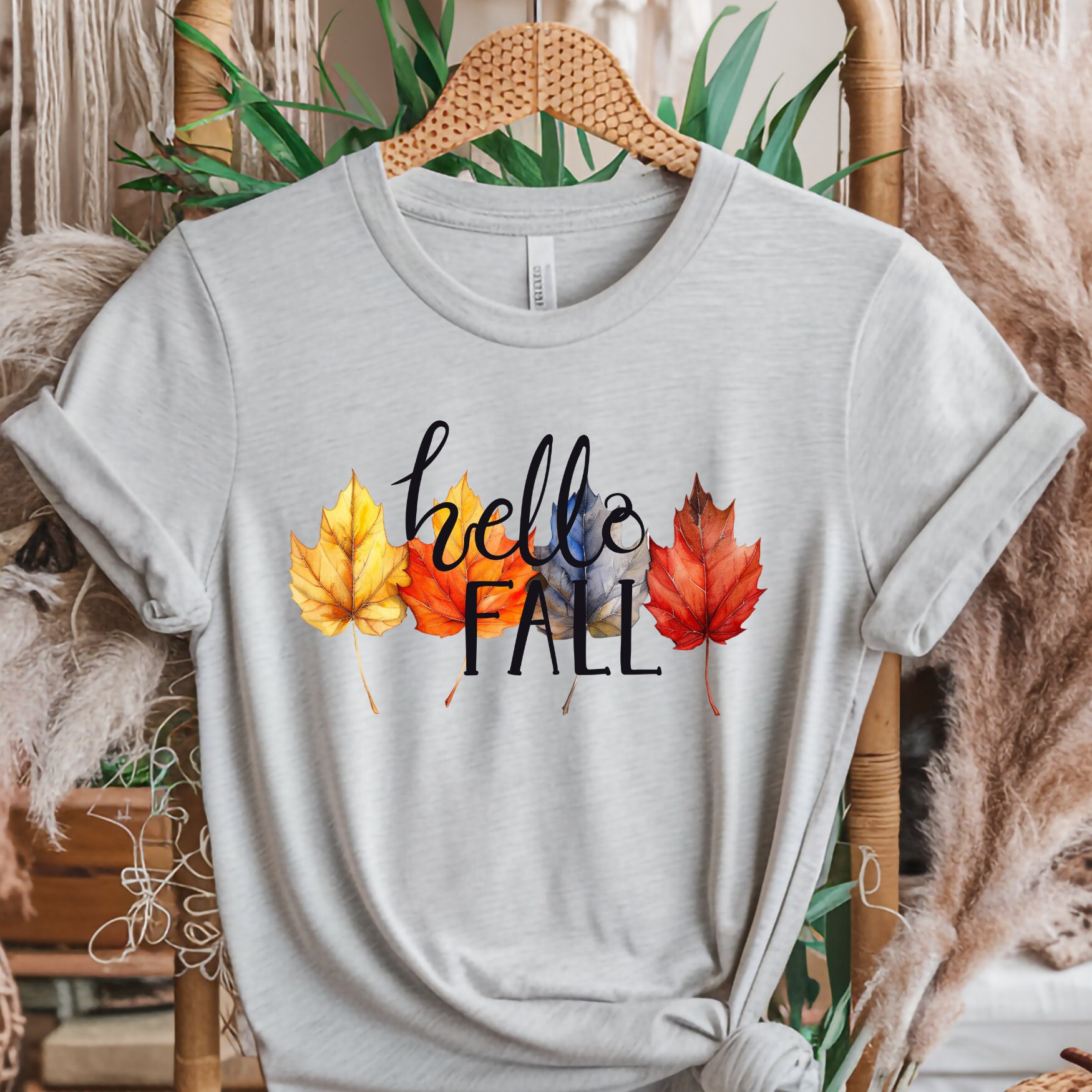 Hello Fall PNG Vibrant Fall Leaves T-shirt Design File - Etsy