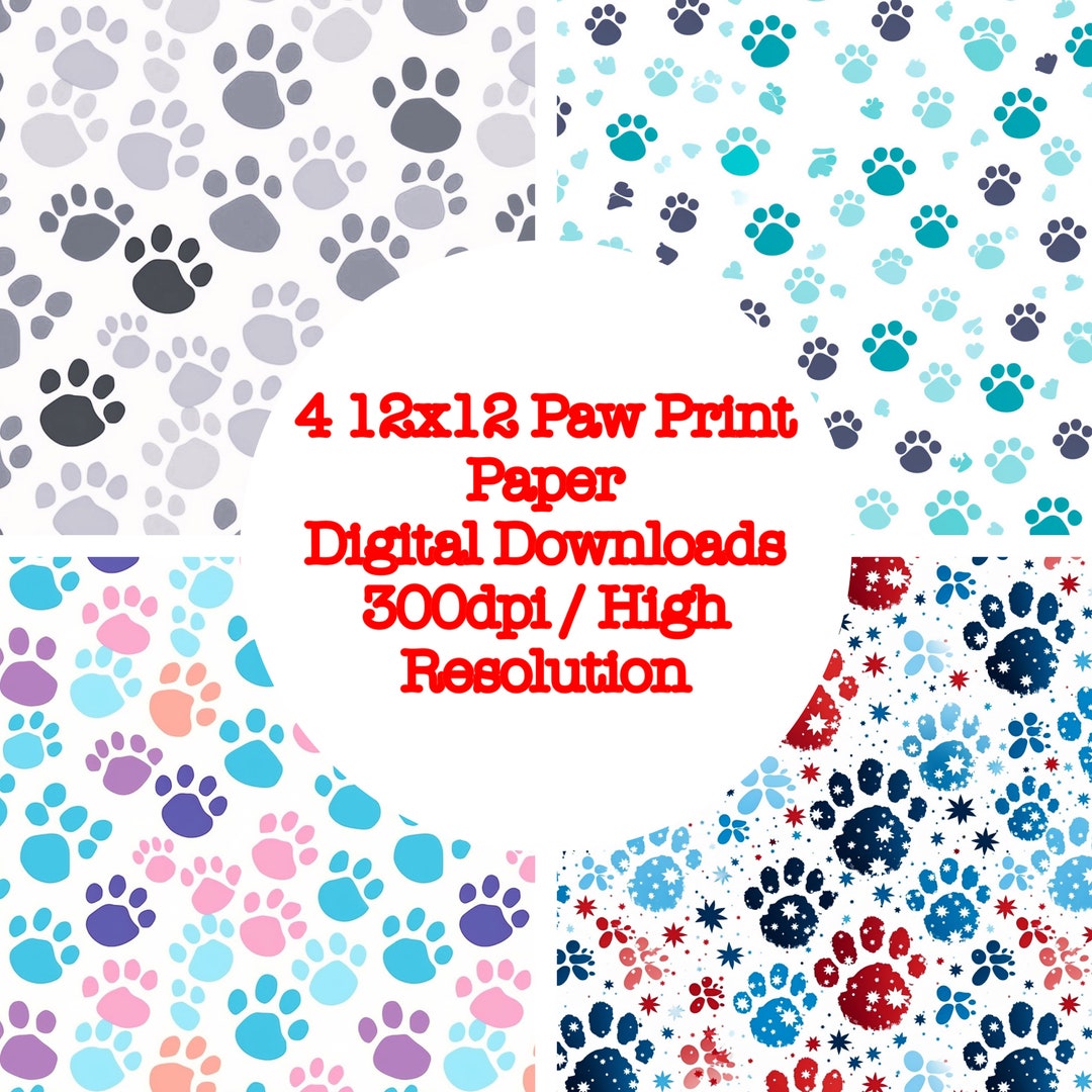 Paw Print Watercolor Digital Paper Watercolor Paw Prints - Etsy