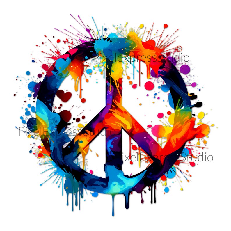 Peace Sign T-shirt Png, Colorful Peace Sign PNG, Digital Download, Dorm ...