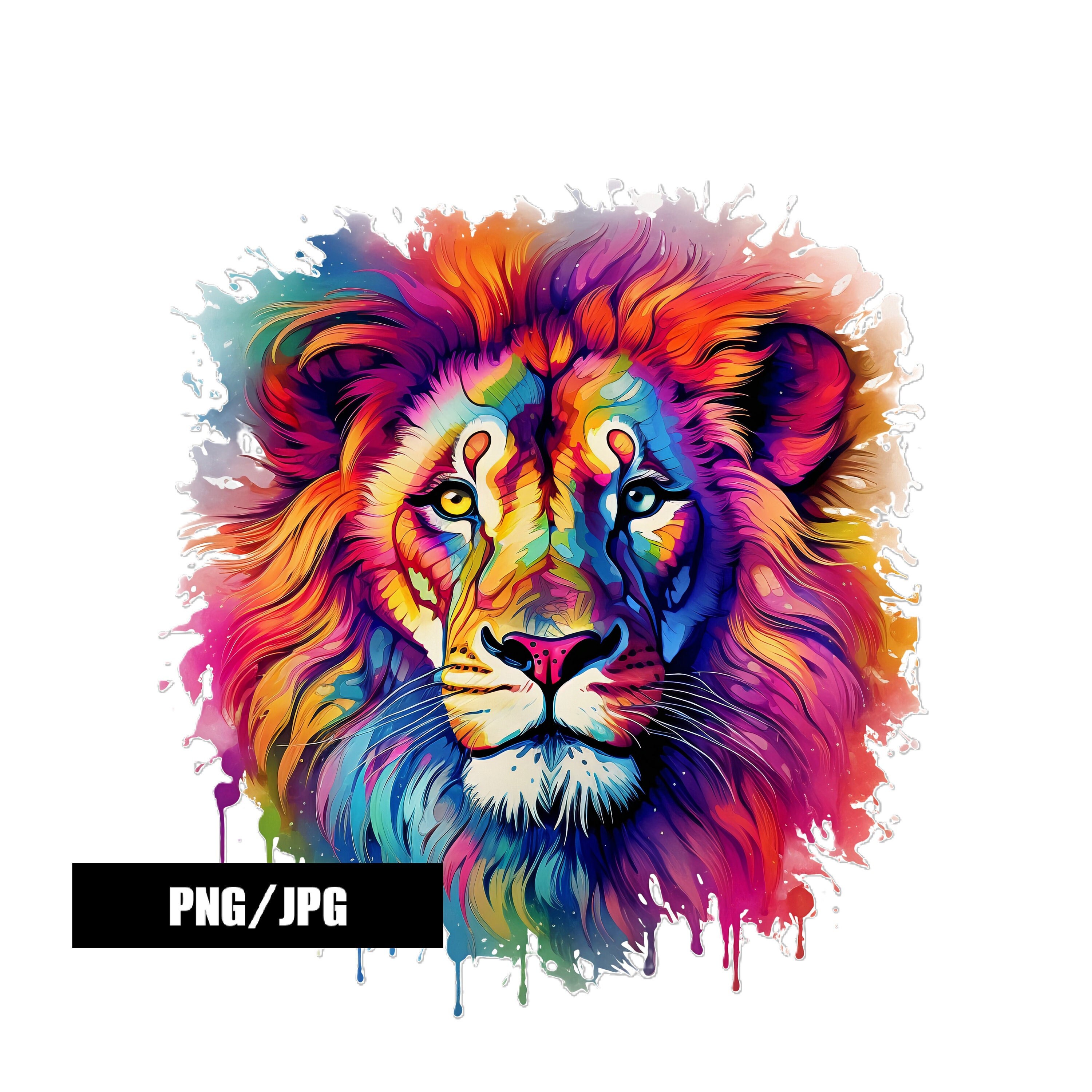 Lion PNG Colorful Lion Sublimation Lion Portrait JPG Lion Illustration ...