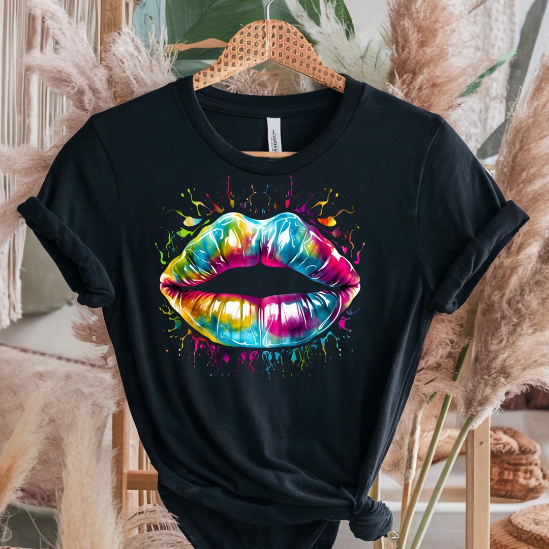 Colorful Lip Print PNG - Digital Download, High-quality Clipart, Cute ...
