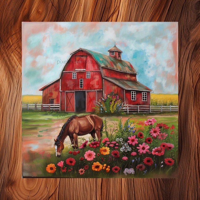 Rustic Farmhouse Red Barn PNG for Wall Decor, Cutting Boards and More ...