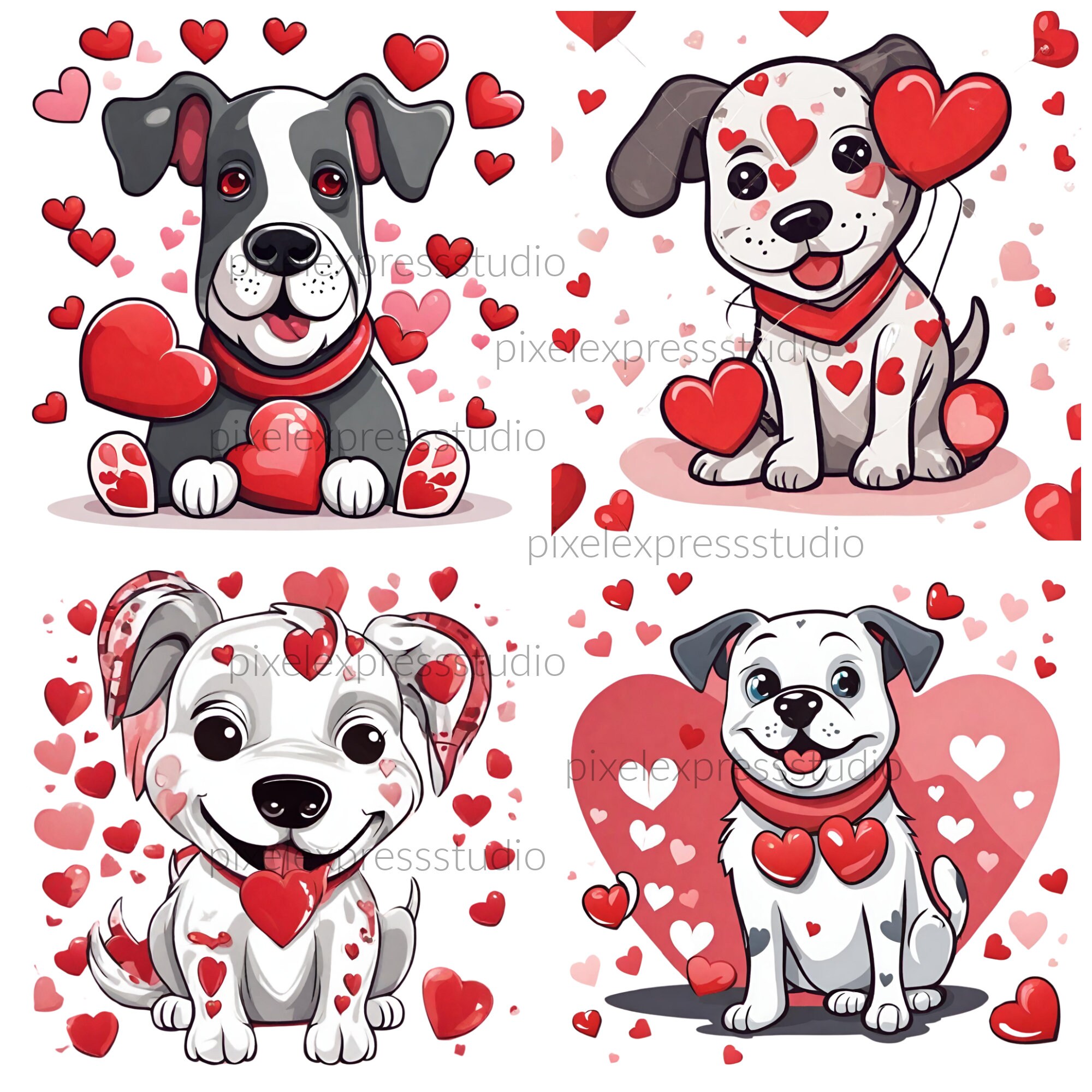 12 Valentine Dog Clipart Set Cute Dog Commercial Use Clipart - Etsy