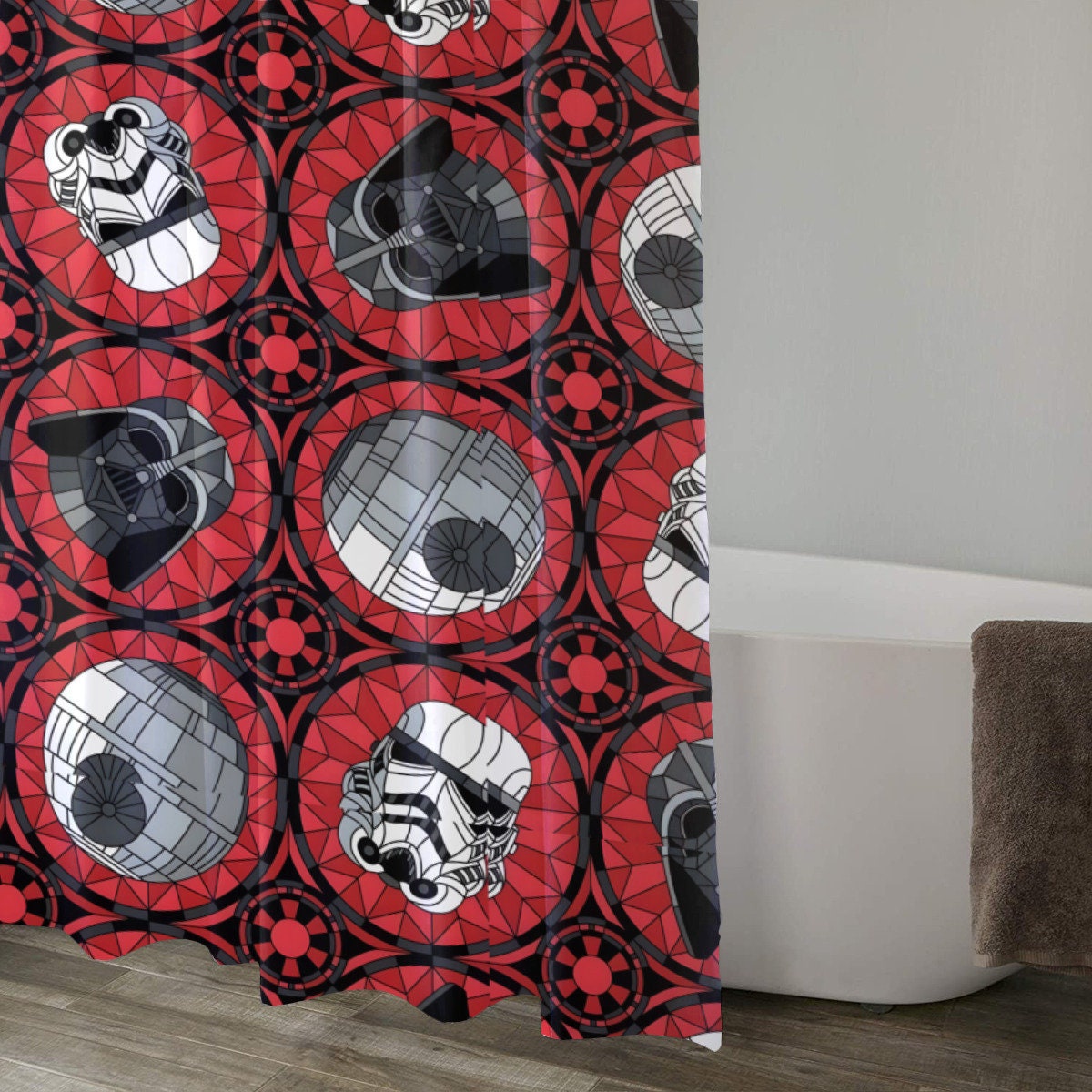 Star Wars Darth Vader and Stormtrooper Shower Curtain Black Curtain ...