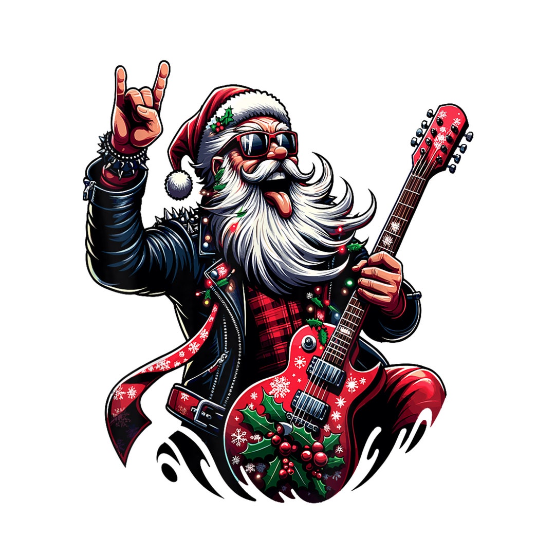 Rock&roll Christmas Santa Claus Guitar Player Guitar Player - Etsy ...