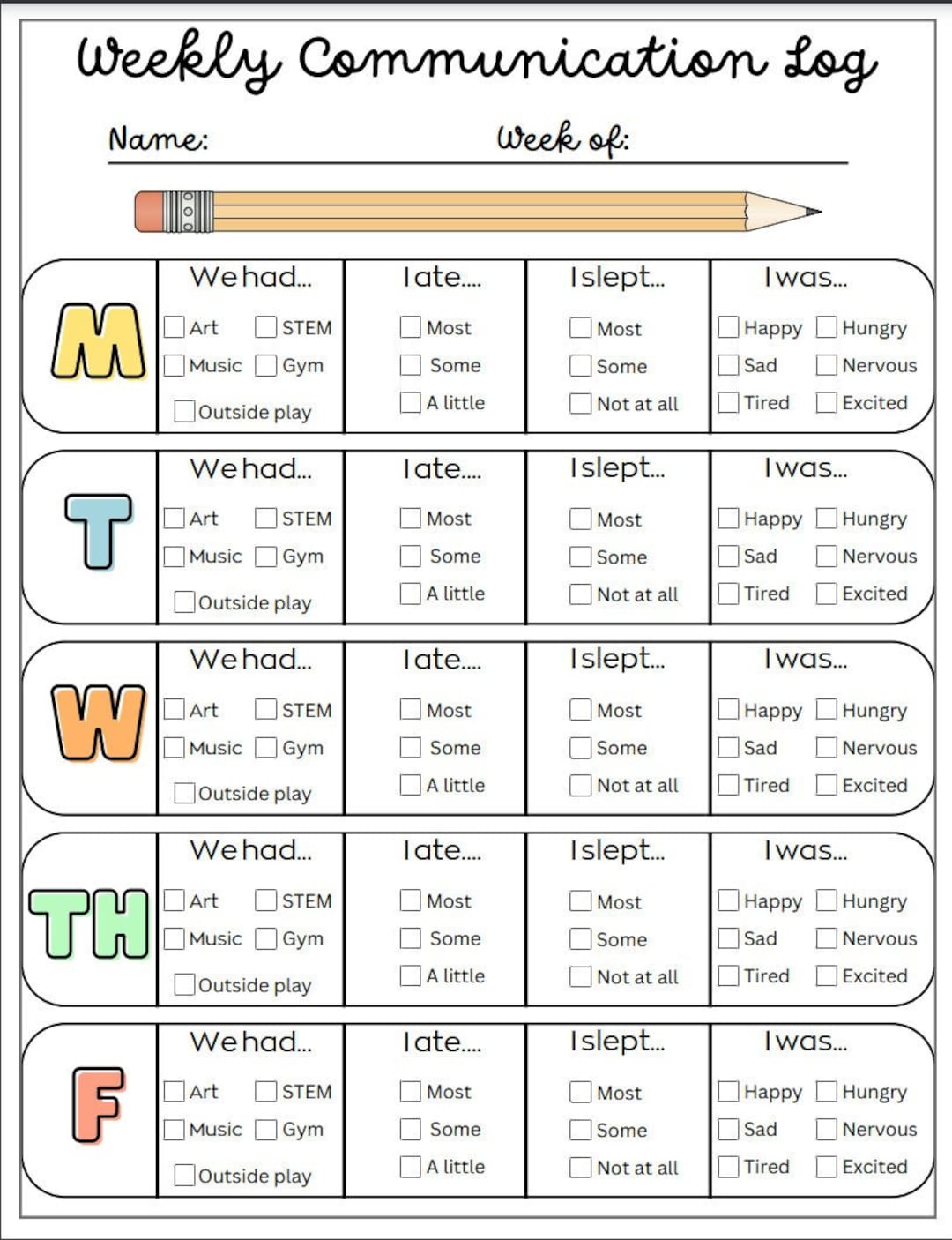 Preschool Parent Communication Log - Etsy