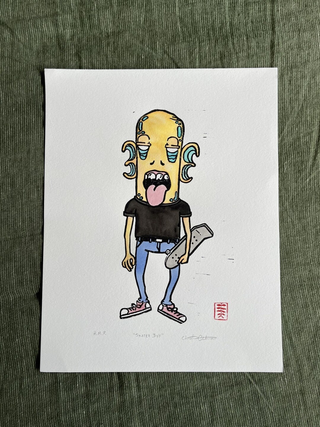 Skater Boy Linocut Print - Etsy