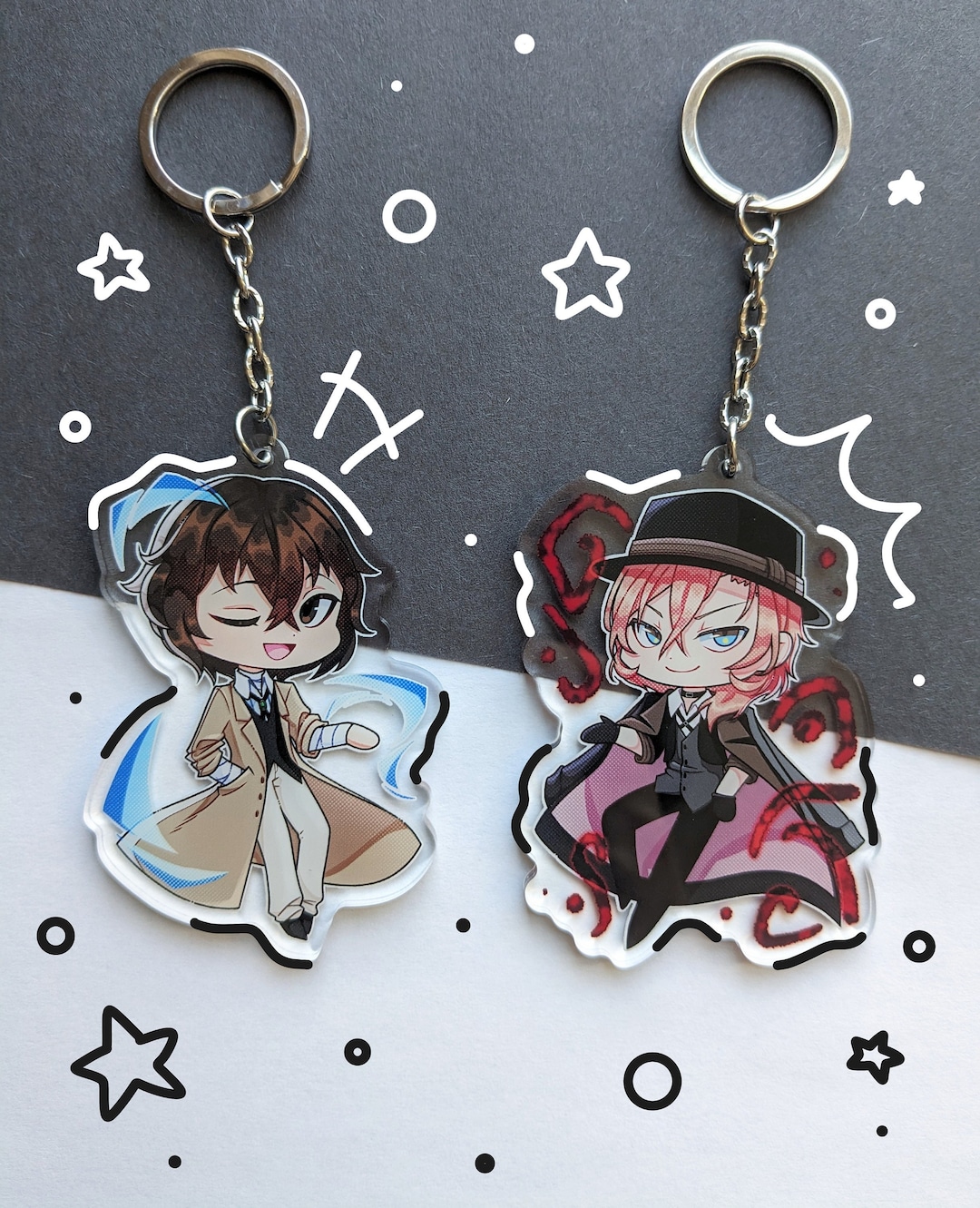 BSD Acrylic Keychains || Dazai & Chuuya || Soukoku - Etsy
