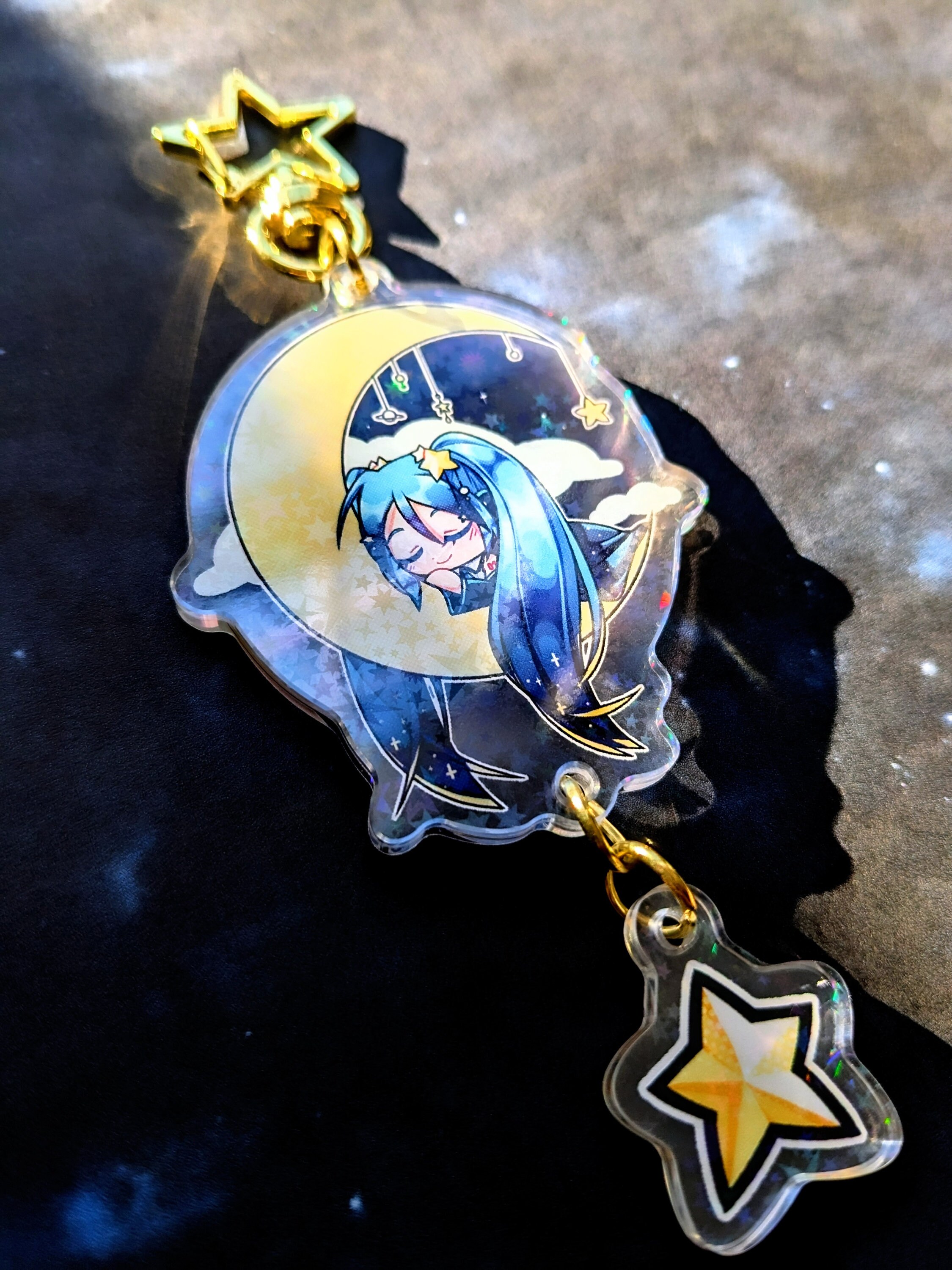Vocaloid Acrylic Keychains Hatsune Miku Sleeping Moon - Etsy