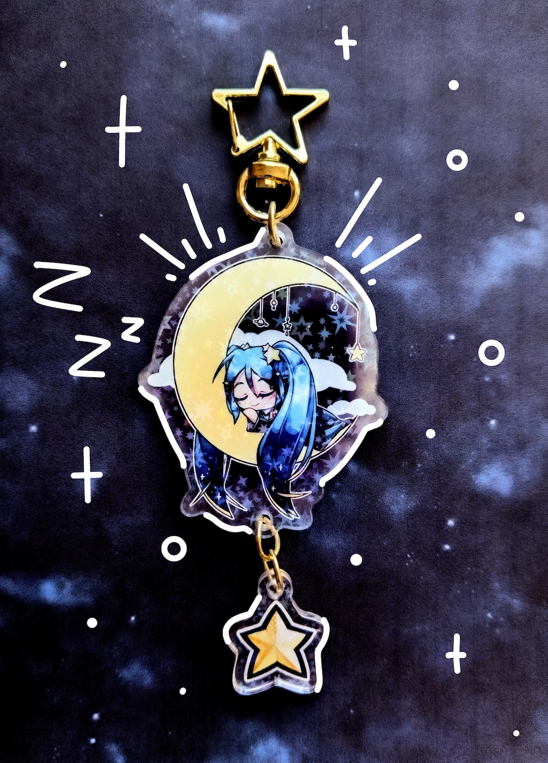 Vocaloid Acrylic Keychains || Hatsune Miku || Sleeping Moon - Etsy
