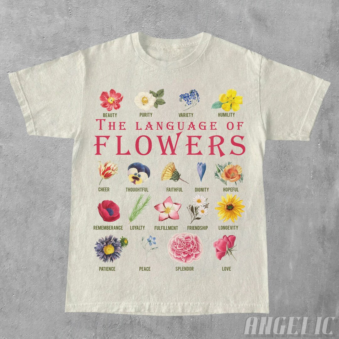 Botanical Flowers Chart Shirt 'the Language of Flowers' Floral T-shirt ...