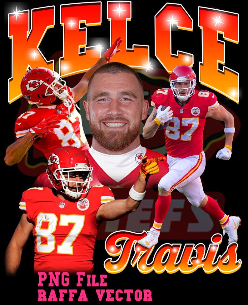 Vintage Travis Kelce Png File , Tshirt Design , Football Design, Ready ...