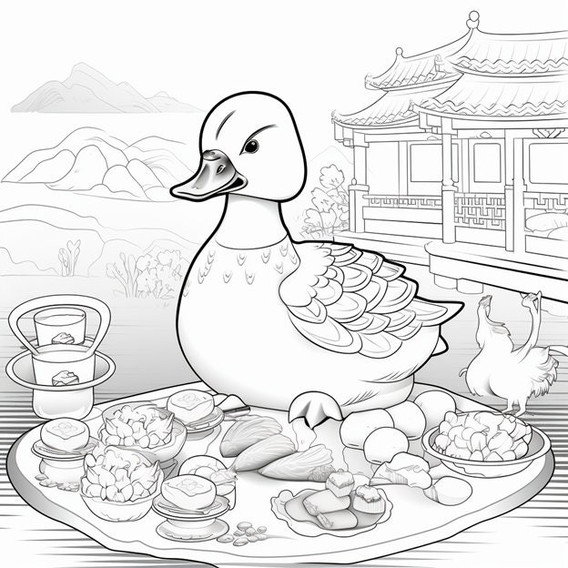 Dim Sum Duck Coloring Book - 25 Pages of Whimsical Ducks, Ducklings and ...