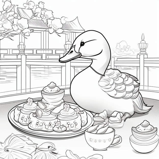 Dim Sum Duck Coloring Book - 25 Pages of Whimsical Ducks, Ducklings and ...