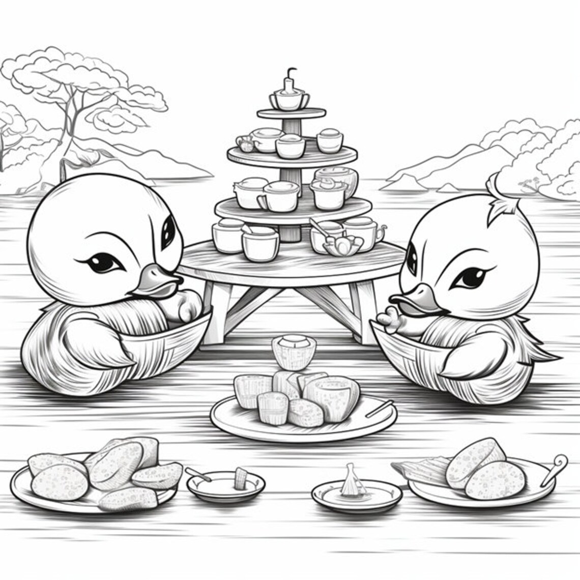 Dim Sum Duck Coloring Book - 25 Pages of Whimsical Ducks, Ducklings and ...